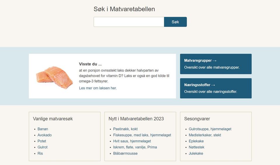 Mattilsynet lanserer ny versjon av Matvaretabellen | Mattilsynet