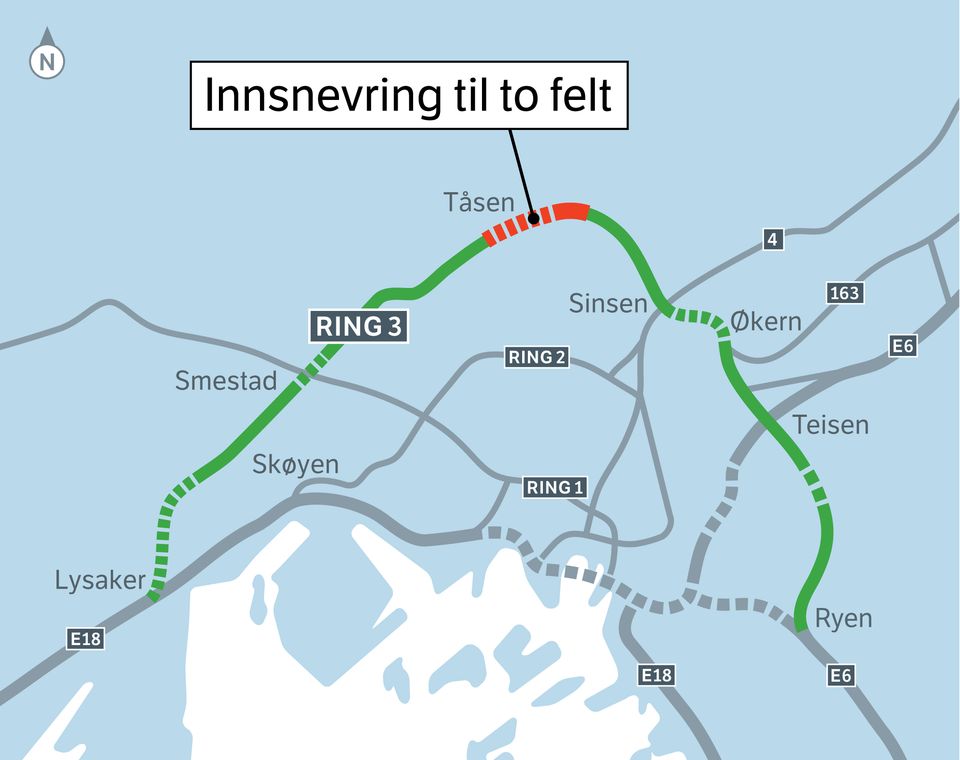 Mandag innsnevres Ring 3: Køene blir lange om ikke mange velger ...