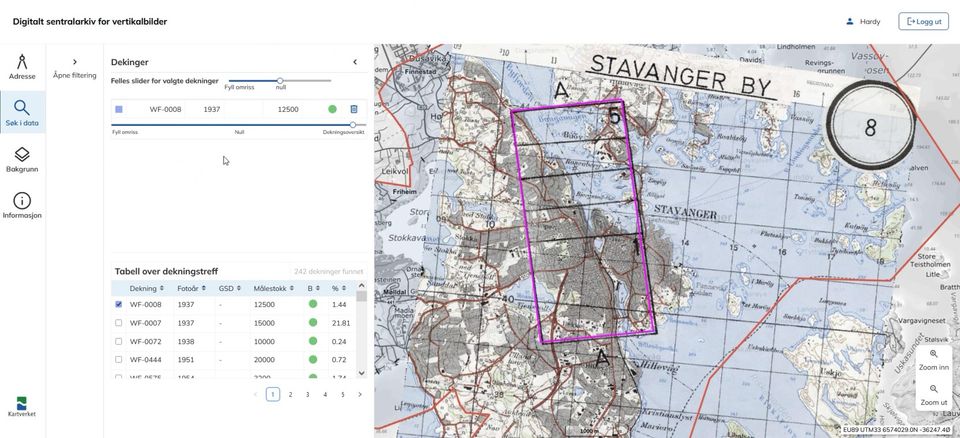 Søk etter flyfoto | Kartverket